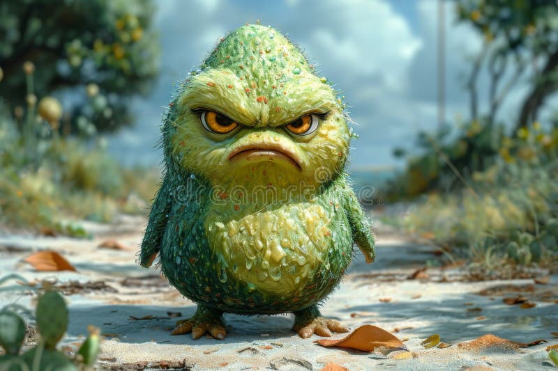 The Evil Avocado Supervillain Standing on a Tropical Beach, 3D ...