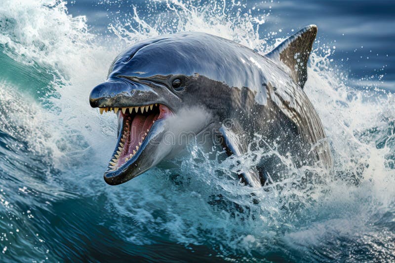 Evil Bad Attacking Dolphin Illustration Generative AI Stock ...