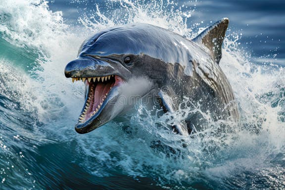 Evil Bad Attacking Dolphin Illustration Generative AI Stock ...