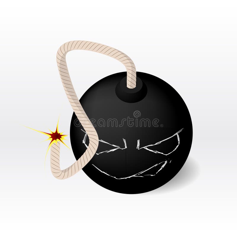 Evil Bomb Face Cartoon Mascot Character with Smiling Expressions Stock ...