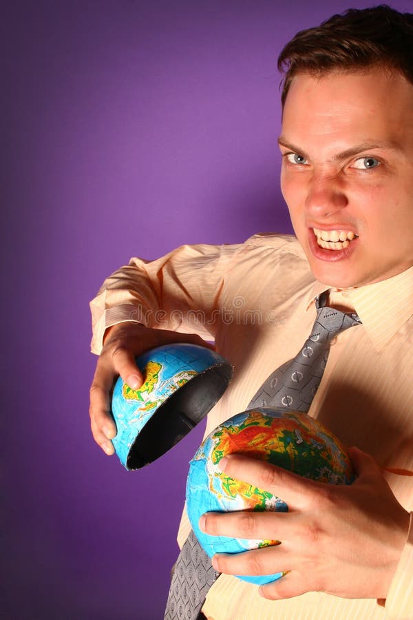 Evil Businessman Destroying the World Stock Photo - Image of crush ...