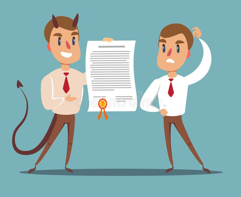 Evil Businessman Offering Contract. Devil`s Contract Stock Vector ...