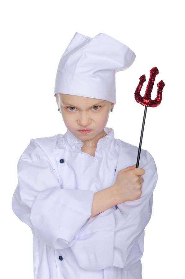 Evil Chef with Infernal Pitchfork Stock Image - Image of cook ...
