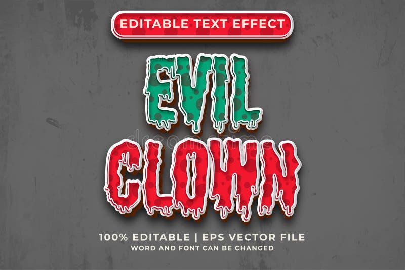 Evil Clown Editable Text Effect 3d Template Style Stock Vector ...