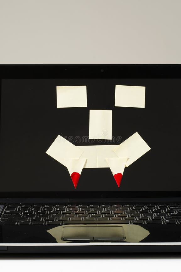 Evil computer with teeth stock image. Image of creative - 12947669