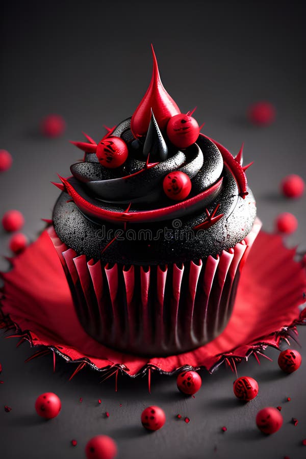Evil Cupcake Made of Black-dripping Ink Generated by Ai Stock ...