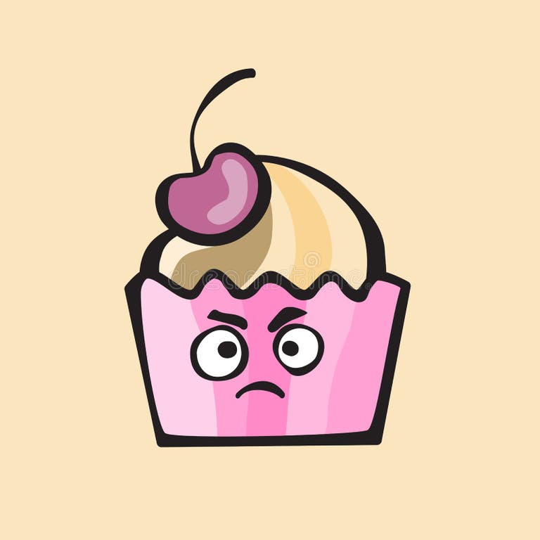 Evil cupcake or muffin stock vector. Illustration of sketch - 75738482