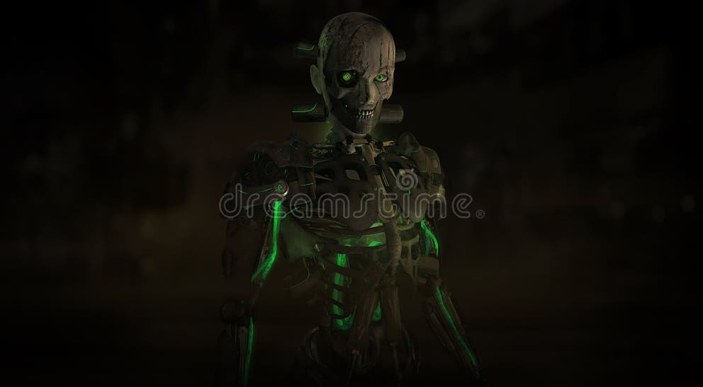 Evil cyborg character stock illustration. Illustration of industry ...