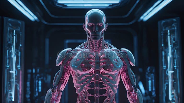 Evil Cyborg Robot in Server Room with Artificial Intelligence ...