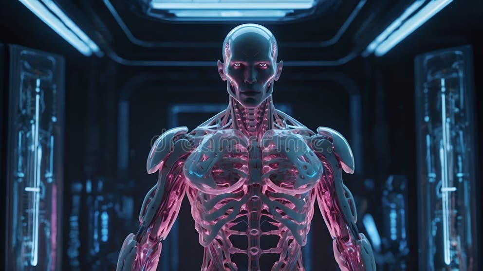 Evil Cyborg Robot in Server Room with Artificial Intelligence ...