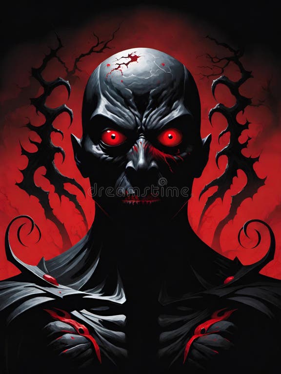 Evil demon with red eyes stock illustration. Illustration of fantasy ...
