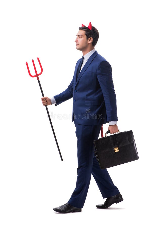 Evil Devil Businessman with Pitchfork Isolated on White Backgrou Stock ...