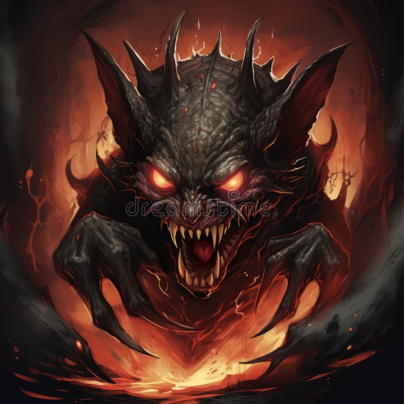 Evil Devil Illustration: Hyper-detailed Bronzepunk Art with Dragon and ...