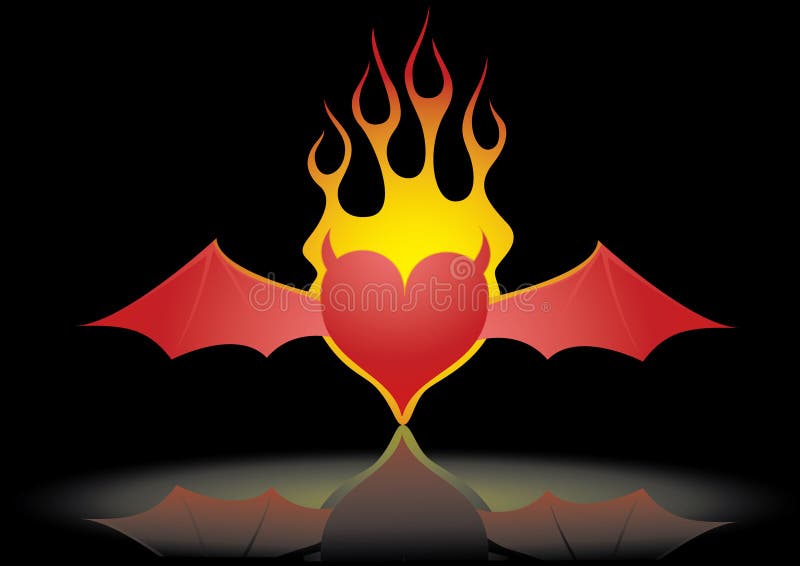 Evil devil valentine heart stock vector. Illustration of heat - 7468391