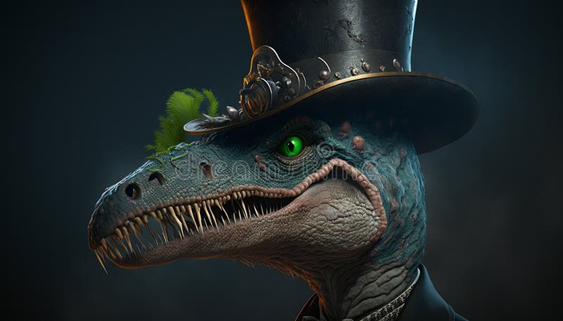 Evil Dinosaur Using a Top Hat Ai Generative Stock Illustration ...
