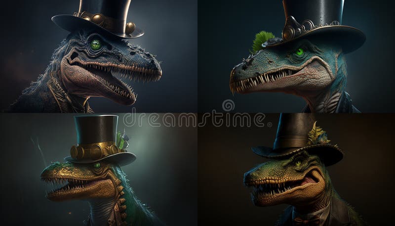 Evil Dinosaur Using a Top Hat Ai Generative Stock Illustration ...