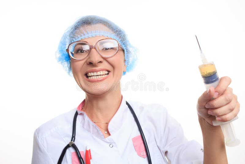 Evil Doctor with Big Syringe Stock Photo - Image of doctor, healthcare ...
