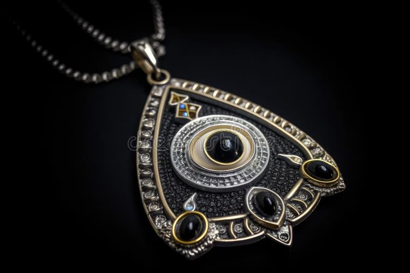 Evil Eye Amulet on Black Background with Golden or Silver Details Stock ...