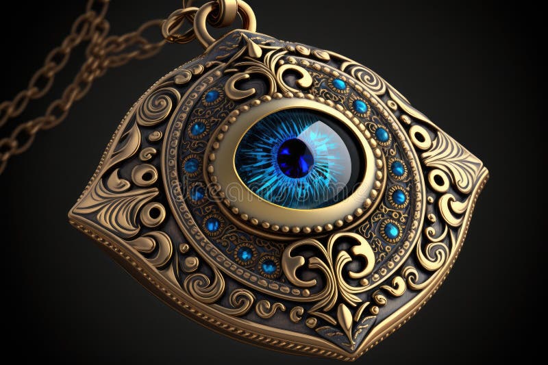 Evil Eye Amulet, with Intricate Pattern and Shining Gemstone Stock ...