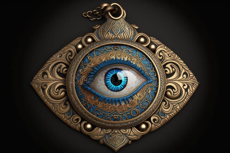Evil Eye Amulet, with Intricate Pattern and Shining Gemstone Stock ...