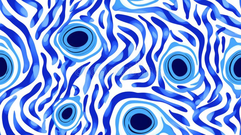 Evil Eye Drawing Seamless Pattern Illustration in Trendy Psychedelic ...