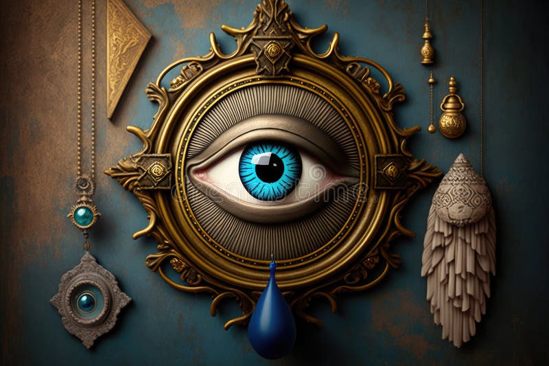 Evil Eye Hanging on the Wall, Surrounded by Other Mystical Objects ...