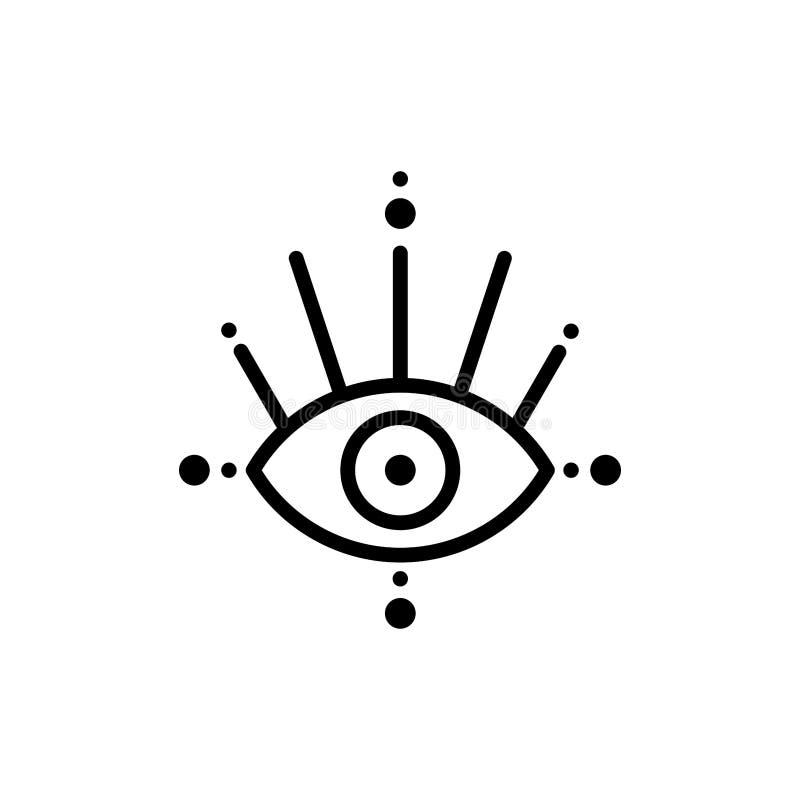 Geometrical Boho Evil Eye Background. Black Outline Poster. Minimalist ...