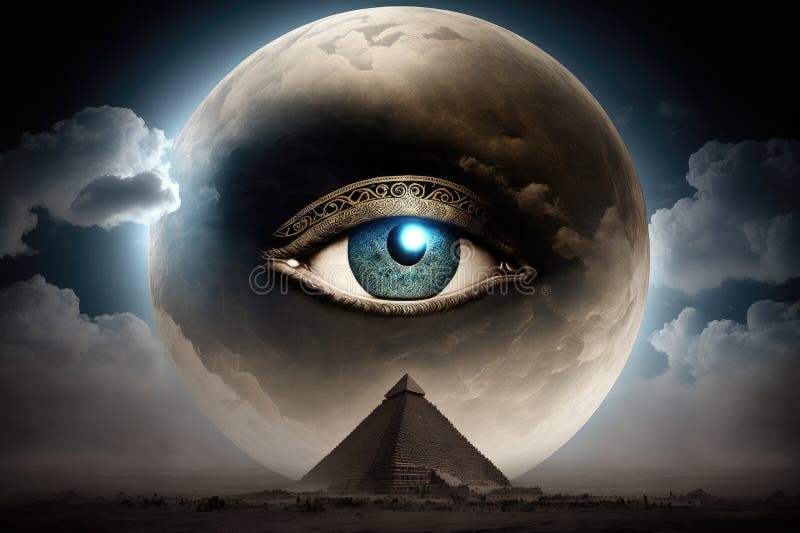 Evil Eye on the Moon, with Full and Bright Moon in the Night Sky Stock ...