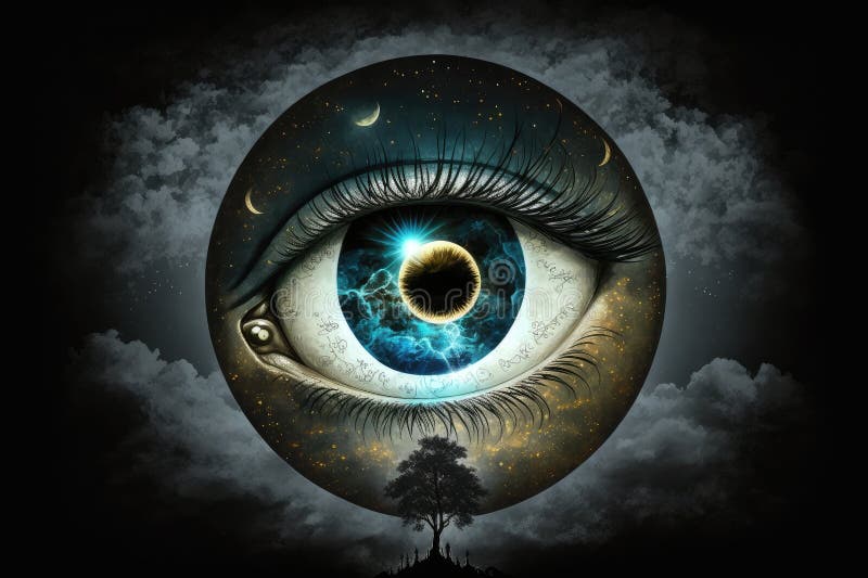 Evil Eye on the Moon, with Full and Bright Moon in the Night Sky Stock ...