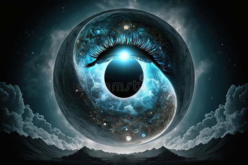 Evil Eye on the Moon, with Full and Bright Moon in the Night Sky Stock ...