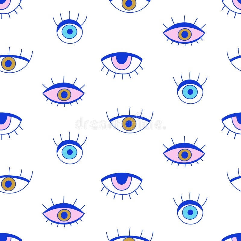 Evil Eye Seamless Pattern. Ethnic Turkish Eyes Decorative Symbols ...