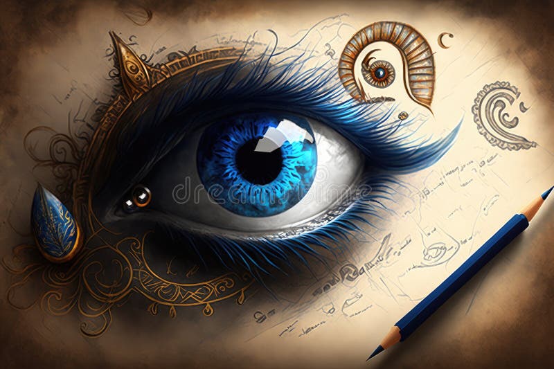 Evil Eye, Surrounded by Drawings of Natural Elements and Animals, To ...