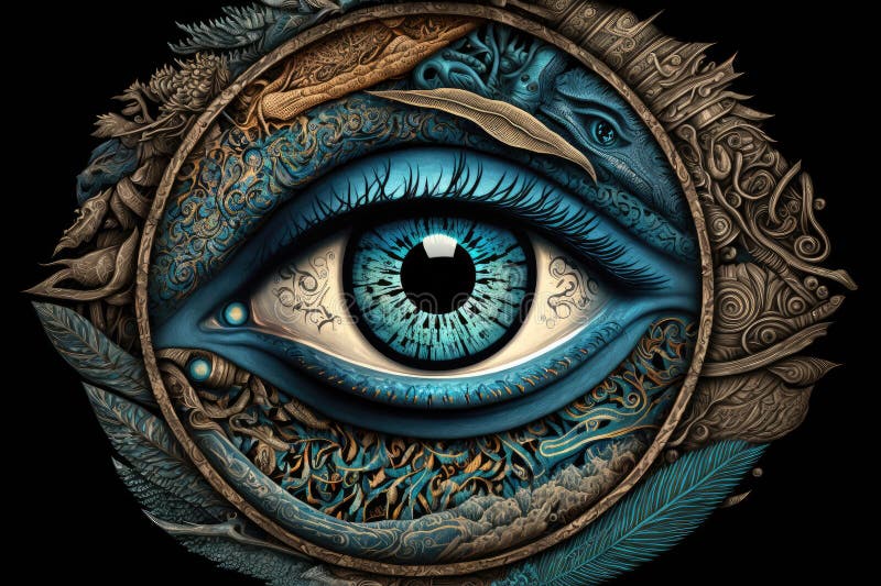 Evil Eye, Surrounded by Drawings of Natural Elements and Animals, To ...