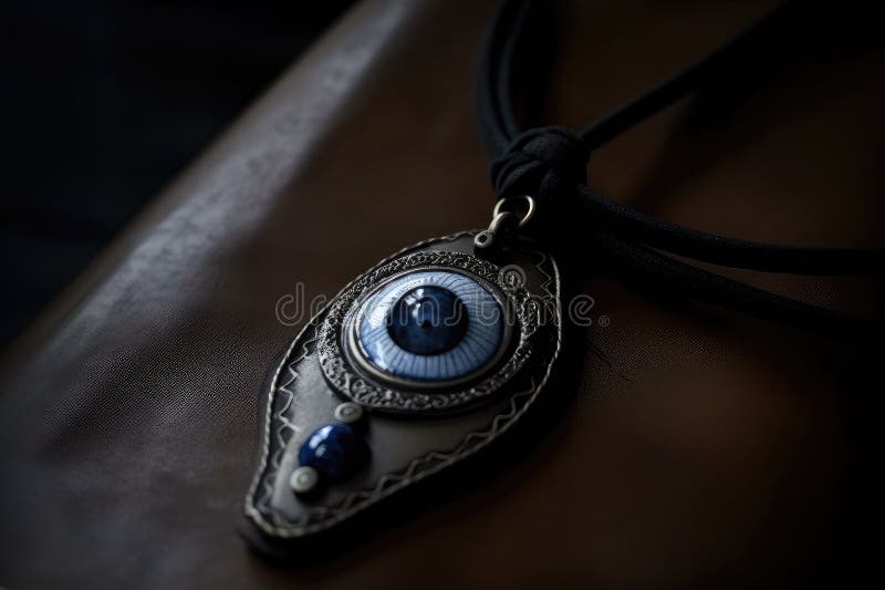 Evil Eye Talisman, Hanging from Leather Strap Around Wearer S Neck ...