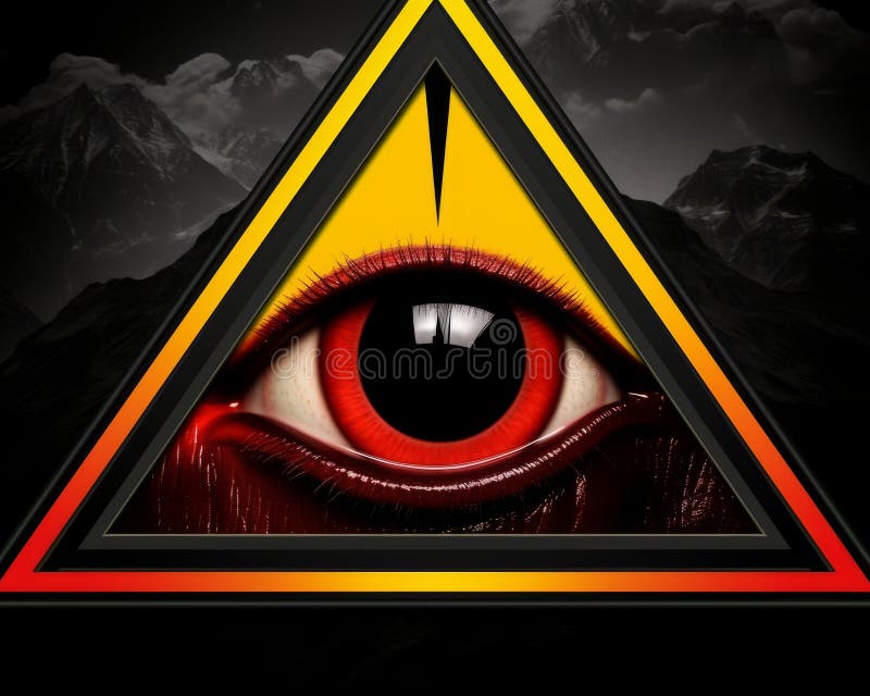 An Evil Eye in a Triangle with Mountains in the Background Stock ...