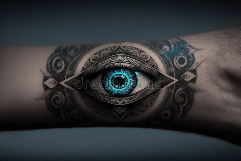 Evil Eye Wrist Tattoo with Sleek Design and Geometric Patterns Stock ...