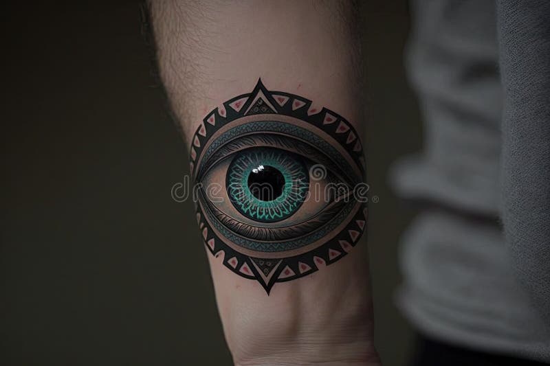 Evil Eye Wrist Tattoo with Sleek Design and Geometric Patterns Stock ...