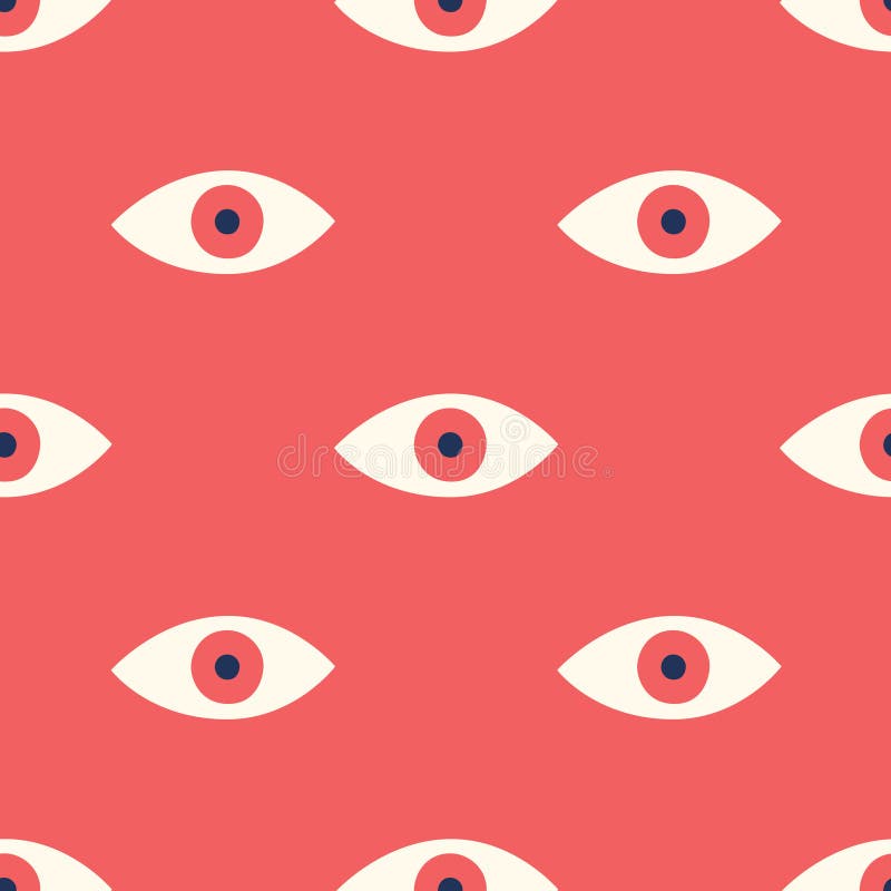 Evil Eyes Red Seamless Pattern. Stock Vector - Illustration of ...