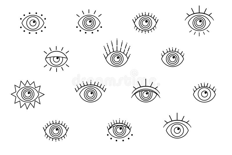 Evil Eyes Set. Outline Eyes Symbol. Vector Illustration Stock Vector ...