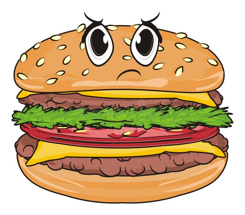 Evil face of burger stock illustration. Illustration of cheeseburger ...