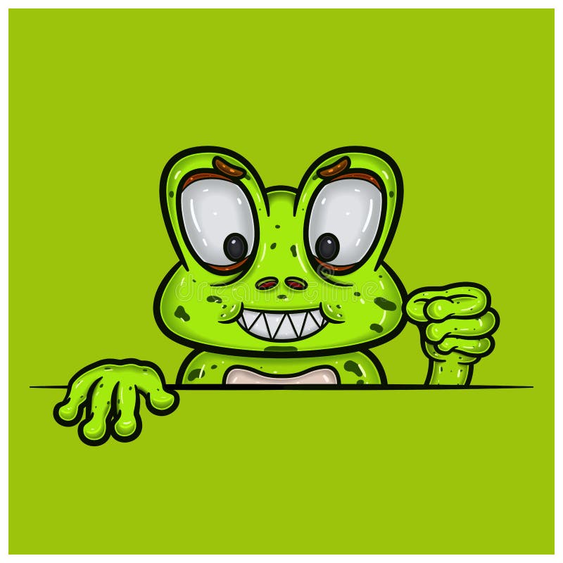 Evil Face Expression with Frog Cartoon. Stock Vector - Illustration of ...