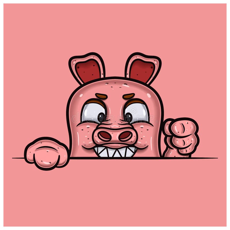 Evil Face Expression with Pig Cartoon. Stock Vector - Illustration of ...