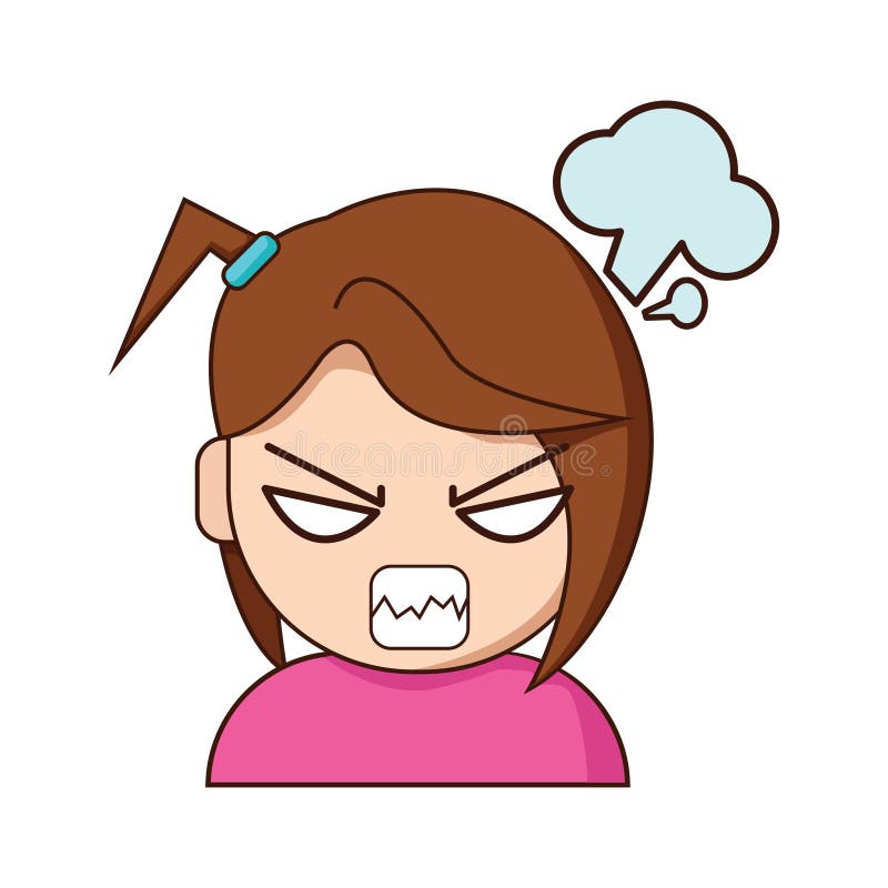 Evil Face Girl. Vector Illustration Decorative Design Stock Vector ...