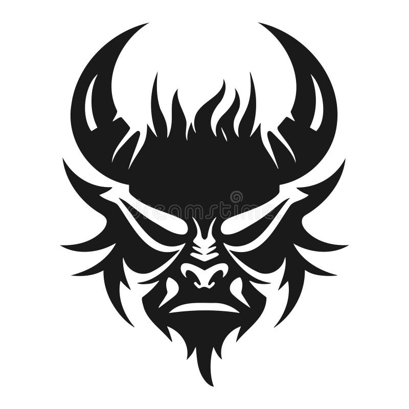 Evil Face on White Background Stock Vector - Illustration of graphic ...