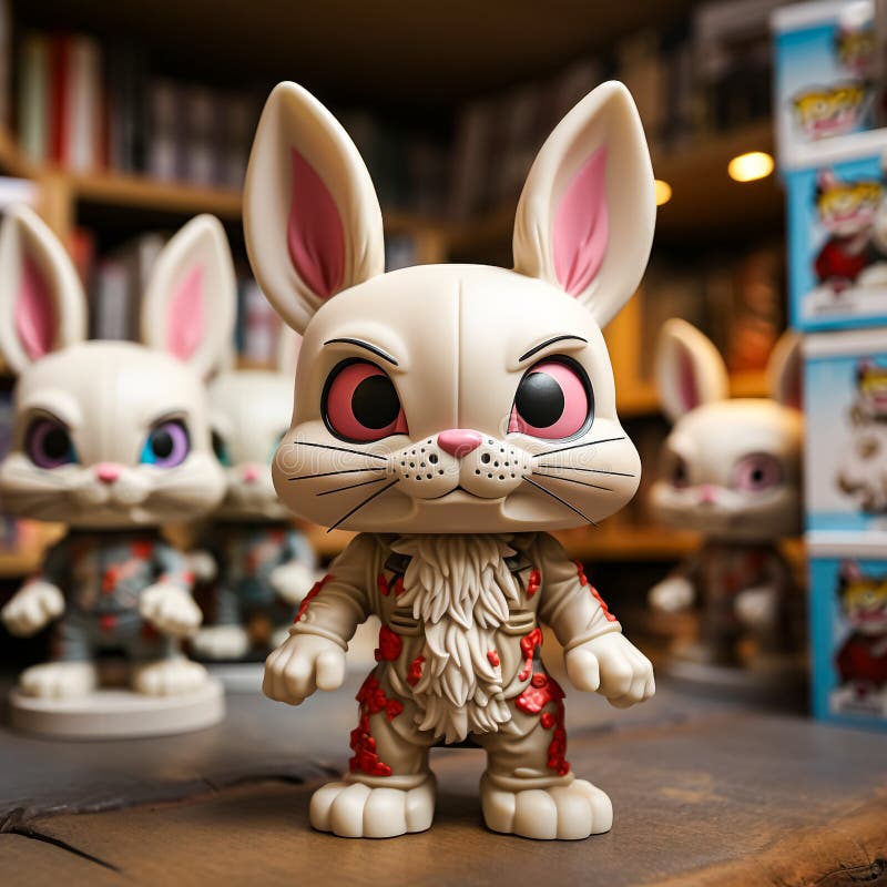 Evil Figurines of Rabbits Stand on Wooden Table Stock Illustration ...