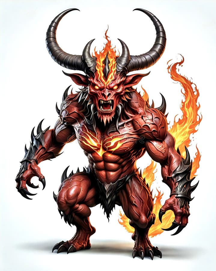 Evil Fire Demon Hell Spawn Horned Satan Devil Troll Concept Stock ...