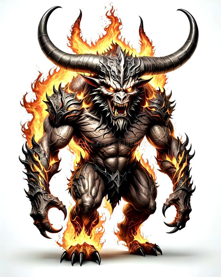 Evil Fire Demon Hell Spawn Horned Satan Devil Troll Concept Stock ...