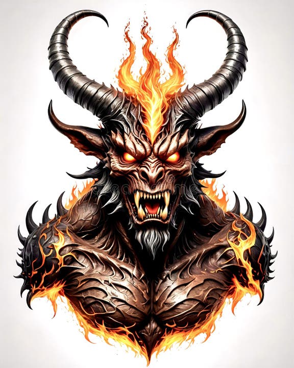 Evil Fire Demon Hell Spawn Horned Satan Devil Troll Concept Stock ...