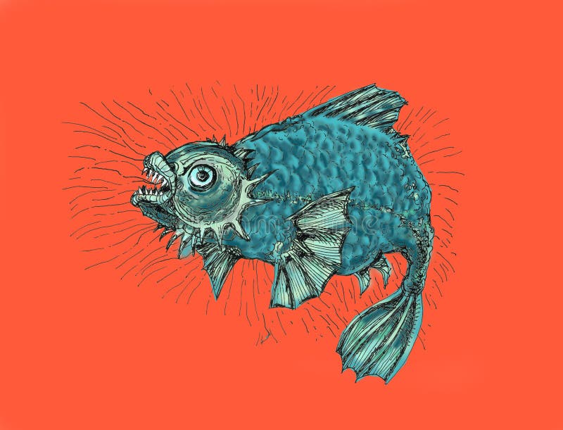 Evil fish. stock illustration. Illustration of fish - 113002969