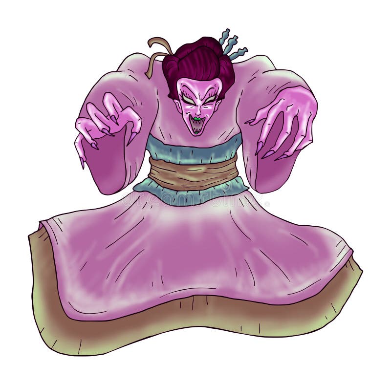 Evil geisha hand draw stock illustration. Illustration of horror - 68694629